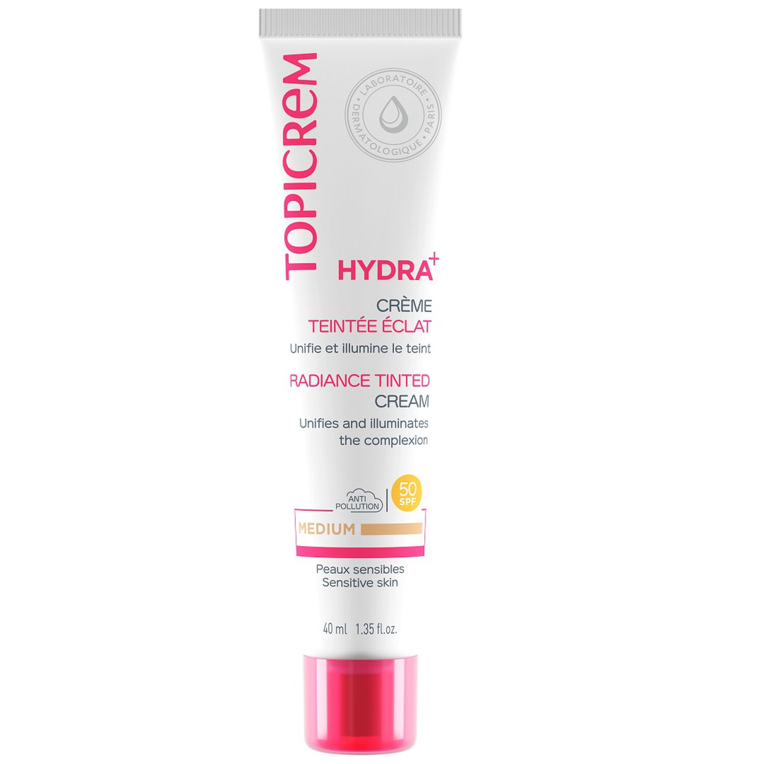 HYDRA+, Radiance Tinted Moisturizer - Medium SPF50 - Topicrem ...