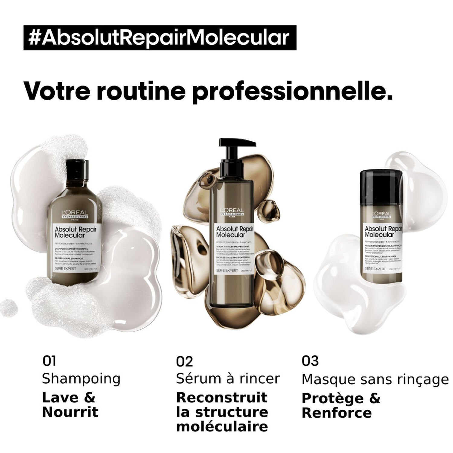 Série Expert Absolut Repair Molecular, Masque sans rinçage - tous types ...