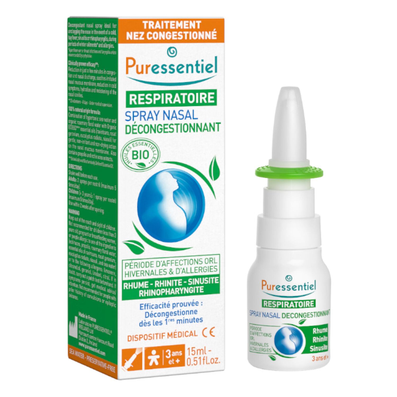Respiratoire, Spray Nasal Décongestionnant aux HE BIO - 15 ml ...