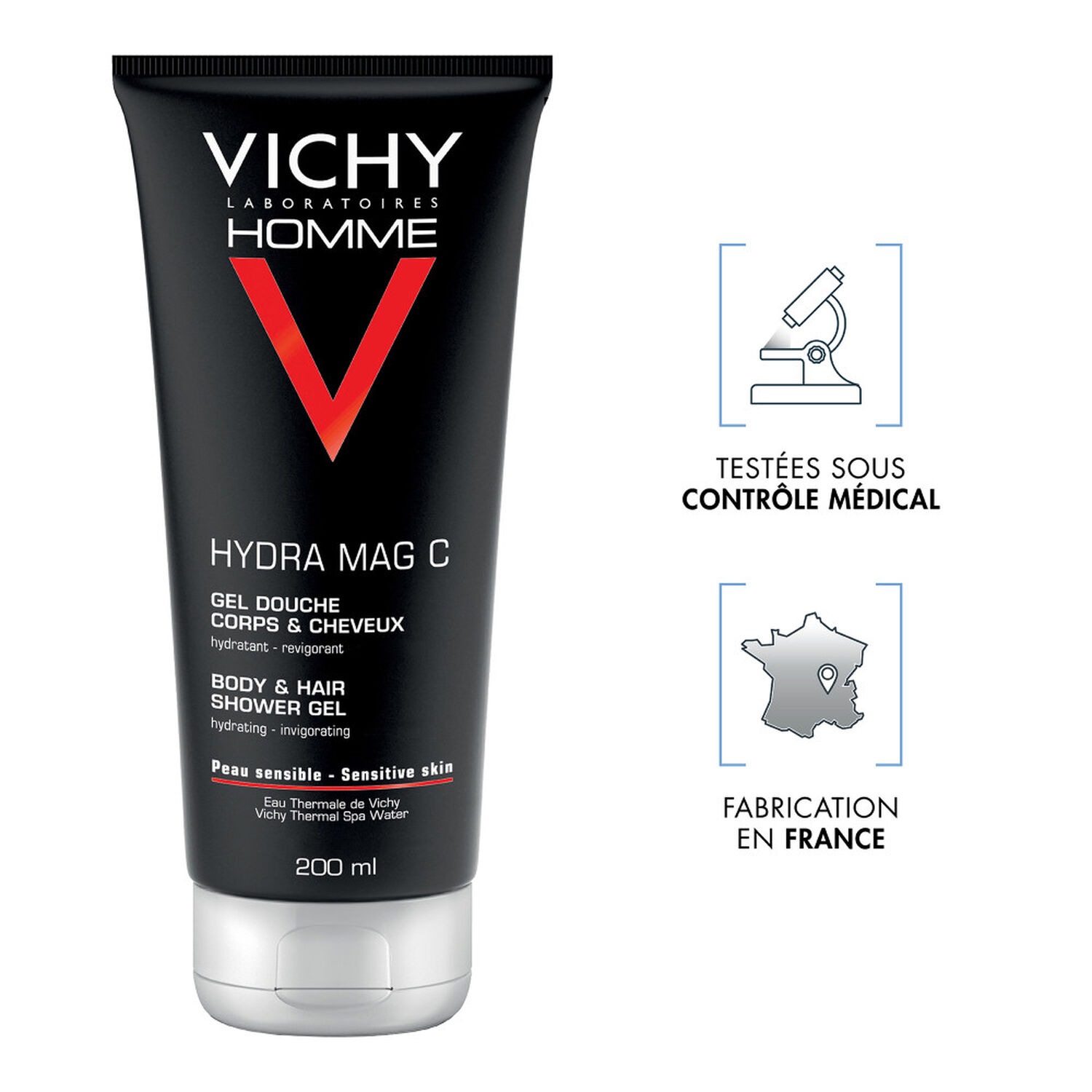 Vichy Homme Hydra Mag C+, Body Shower Gel & Hair 200 ml - Vichy ...