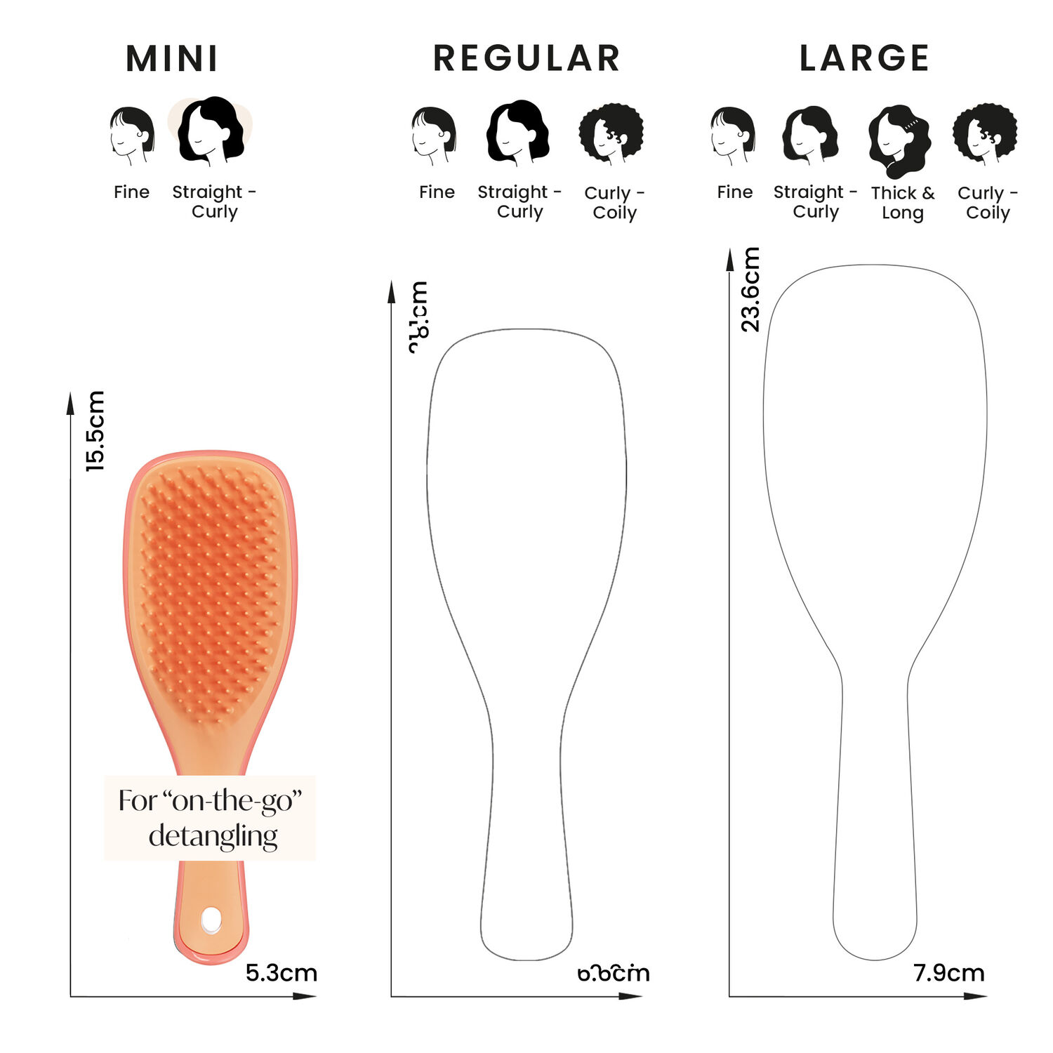 Mini The Ultimate Detangler, Brosse à Cheveux Salmon Pink and Apricot ...