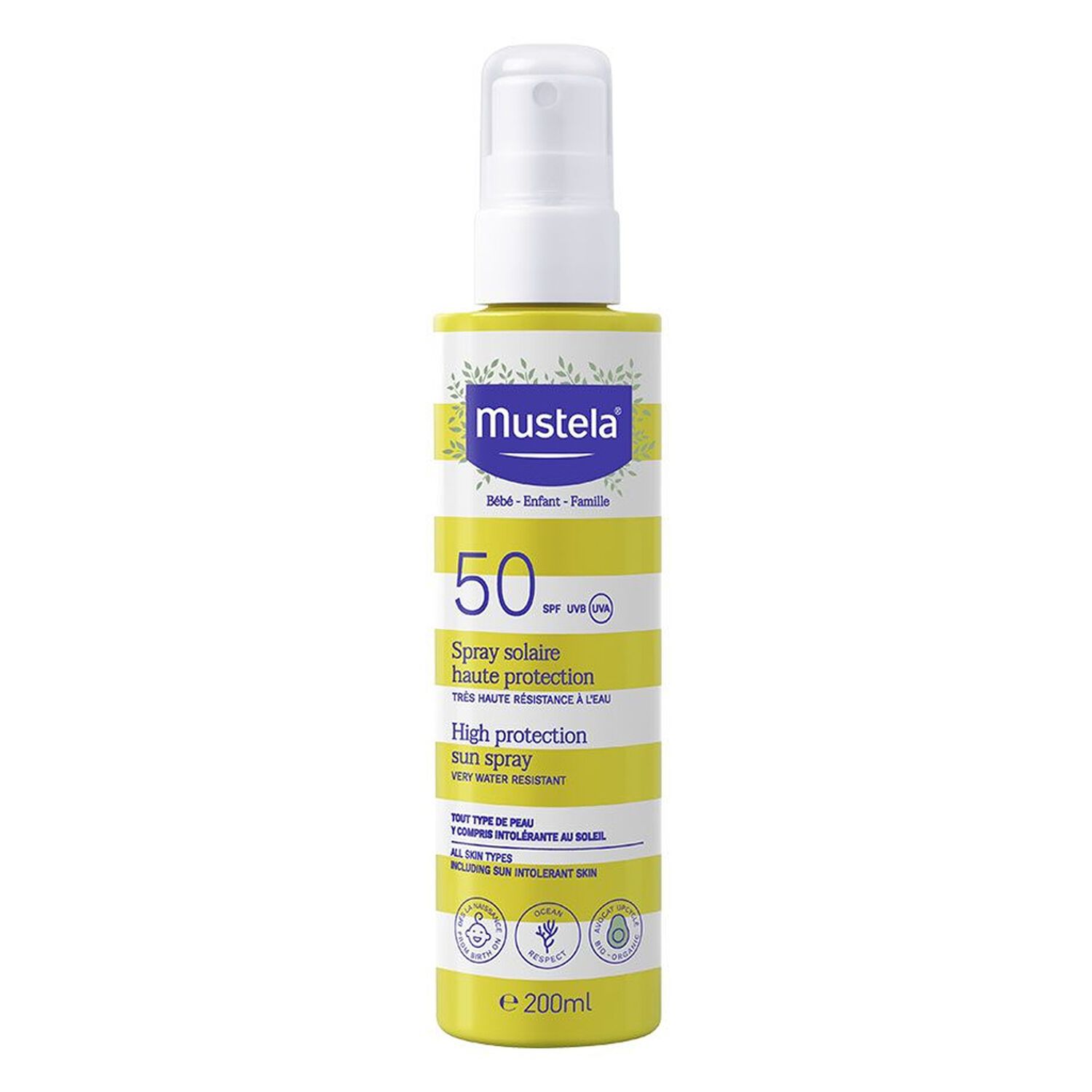 Solaire, Spray Solaire Haute Protection SPF50 200 ml - Mustela ...