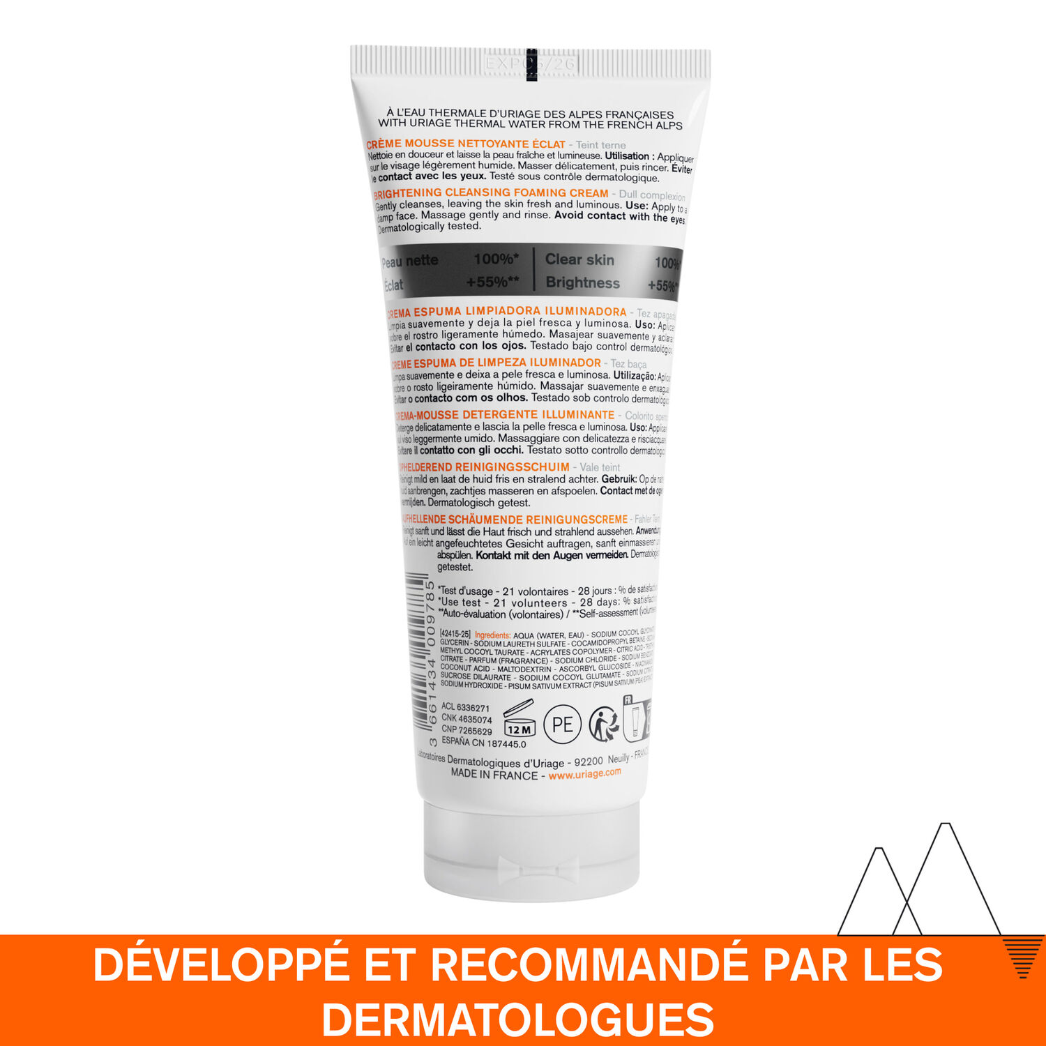 Depiderm, Mousse Crema Limpiadora Resplandor 100 ml - Uriage ...