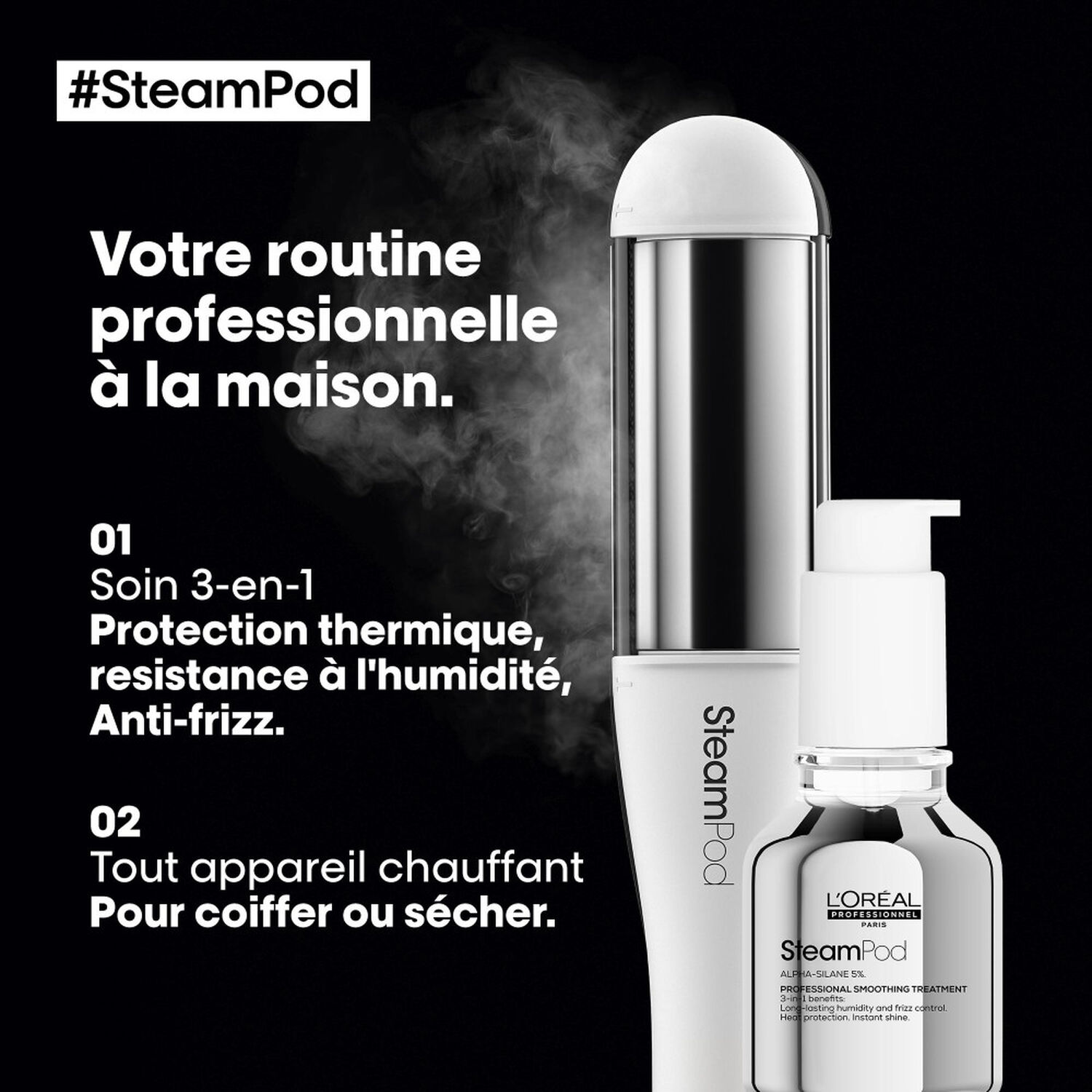 SteamPod, Soin Lissant Professionnel - tous types de cheveux 50 ml - L ...