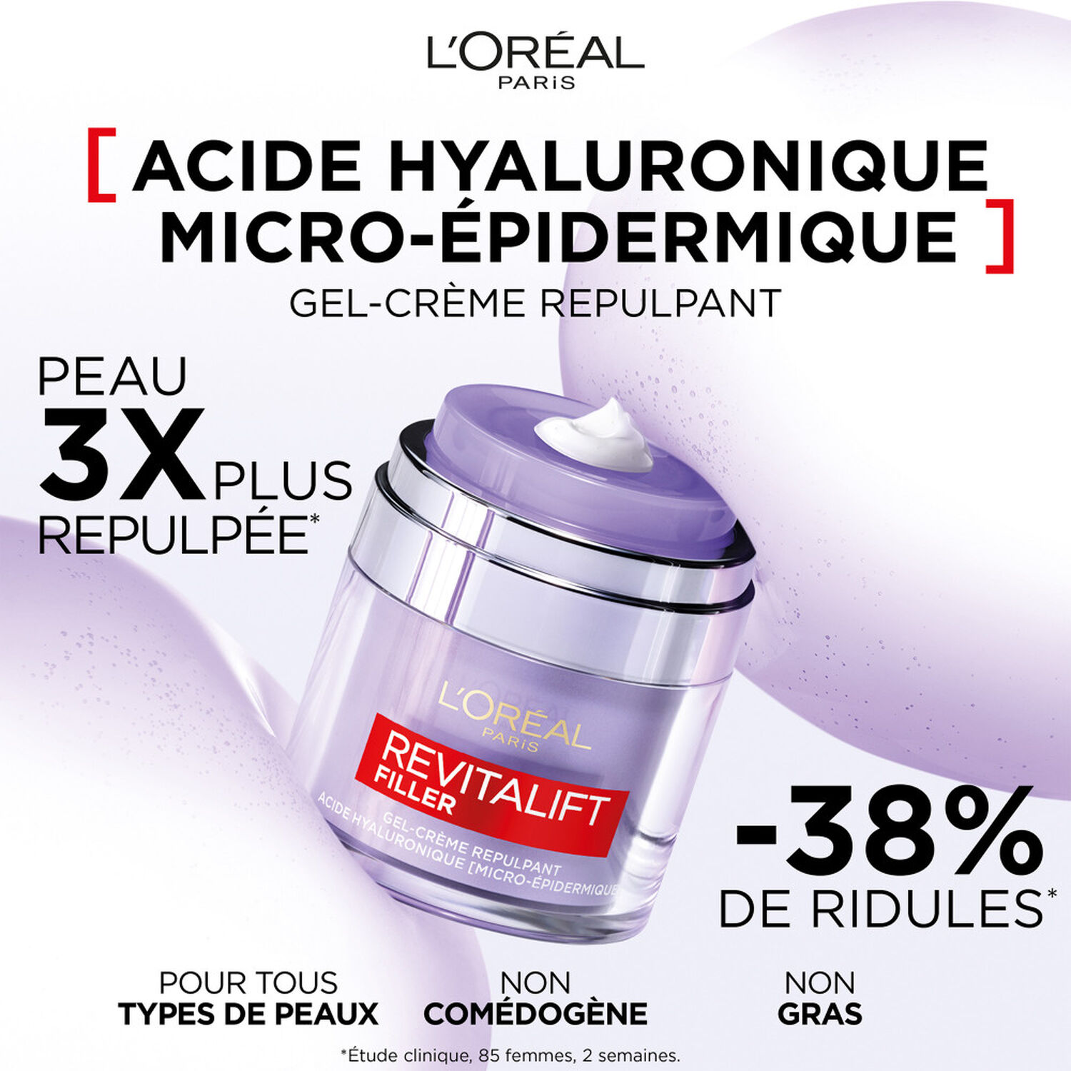 Revitalift Filler, Gel-Crème Jour Anti-âge, Repulpant & Hydratant, à l’Acide Hyaluronique 50 ml ...