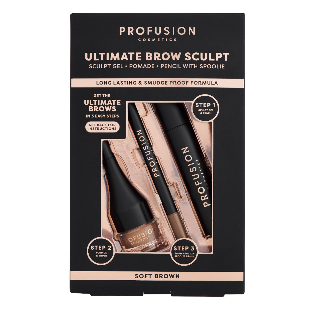 Ultimate Brow Sculpt, Light Chestnut Eyebrow Kit 3 Products - Profusion ...